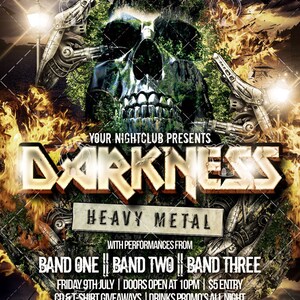 Darkness Heavy Metal Flyer Template - Etsy