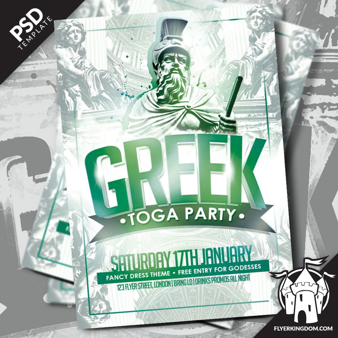 Greek Toga Party Flyer Template - Etsy
