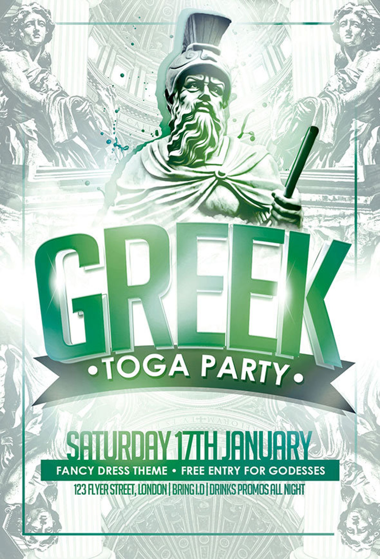 Greek Toga Party Flyer Template - Etsy