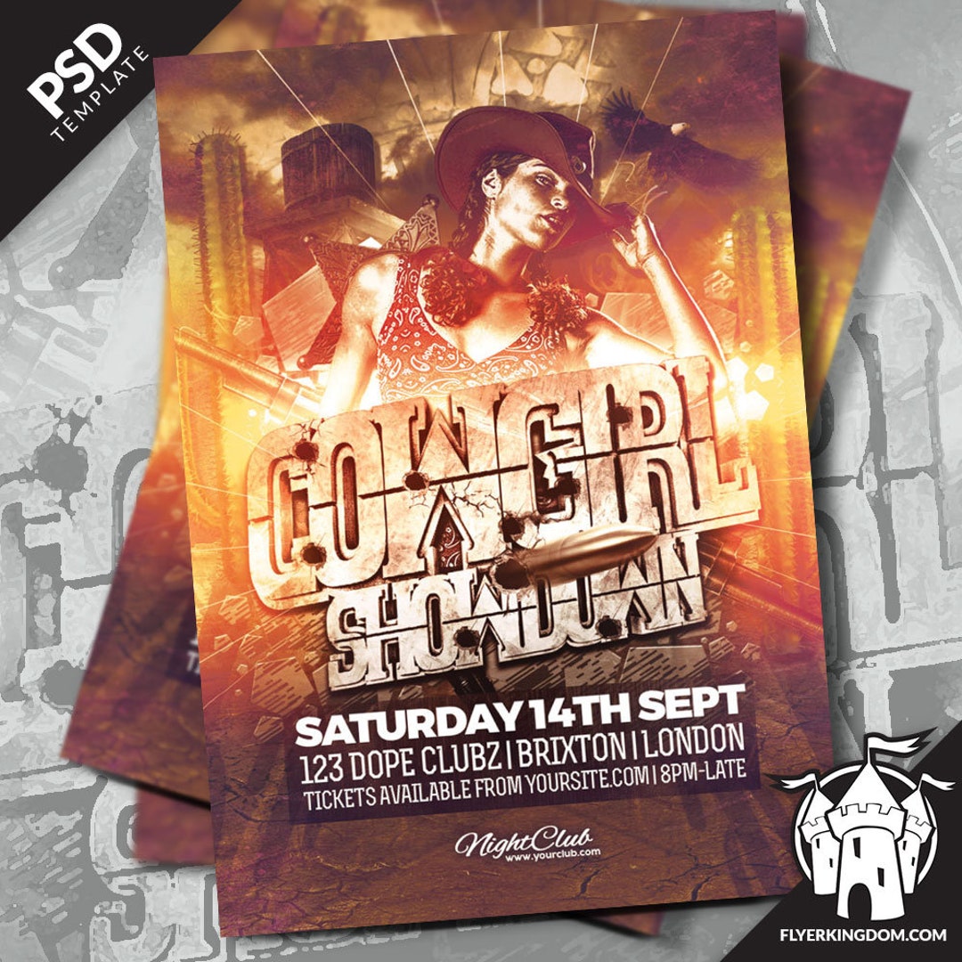 Cowgirl Showdown Flyer Template - Etsy