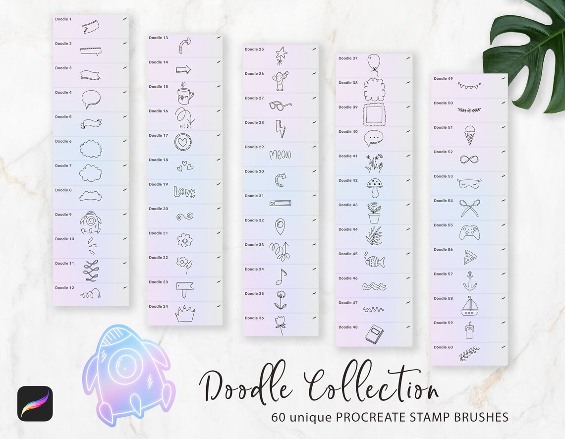 Doodle Brushes for Procreate 5 Funny Procreate Stamps Ipad | Etsy
