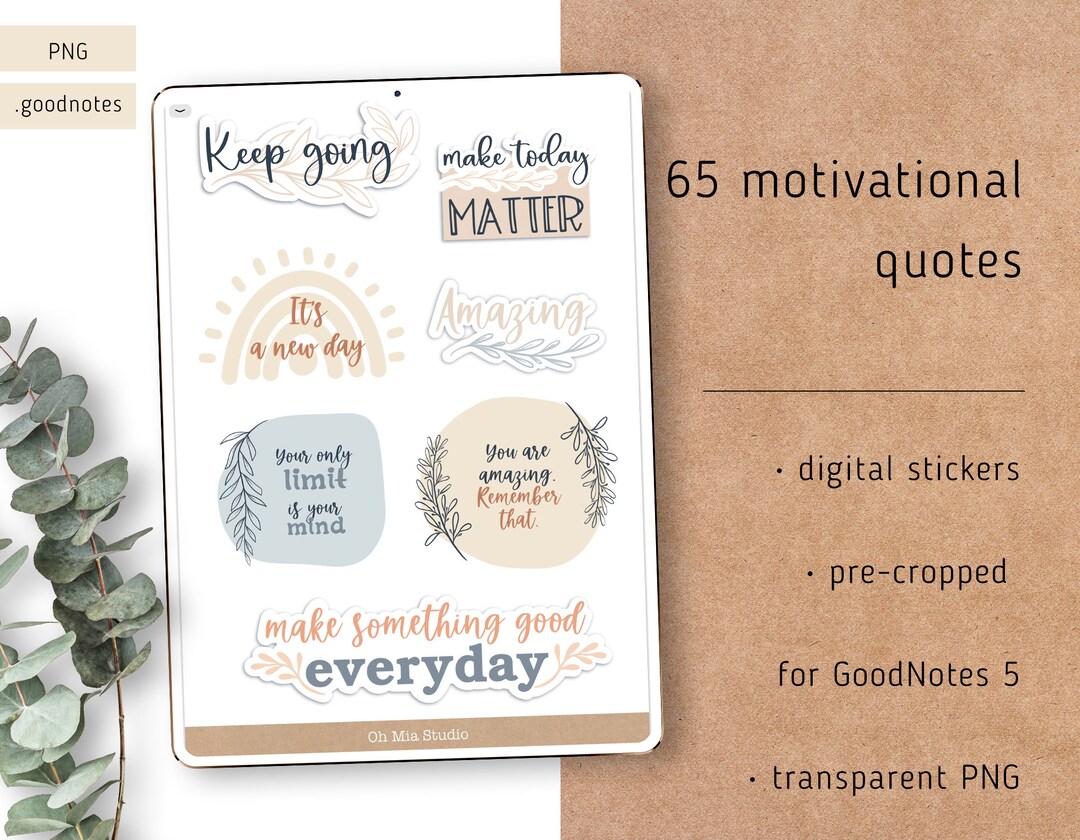Digital Stickers - Motivational Quotes, Functional Stickers, PNG ...