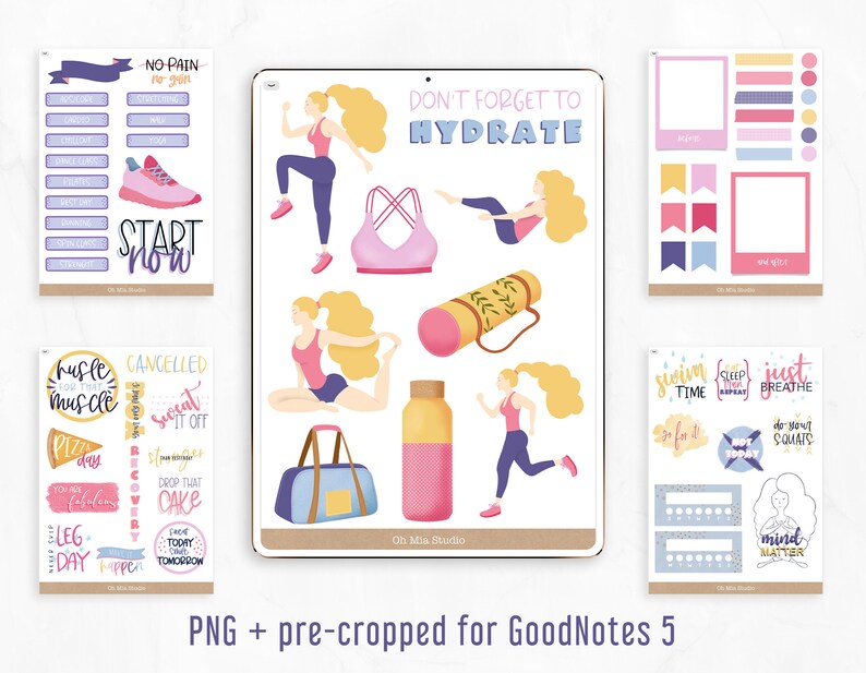 Fitness & Health Digital Stickers for Workout Weight Loss and | Etsy