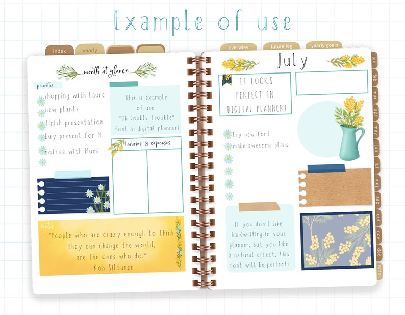 Digital Planner Font Double Line Simply Handwtitten Font - Etsy