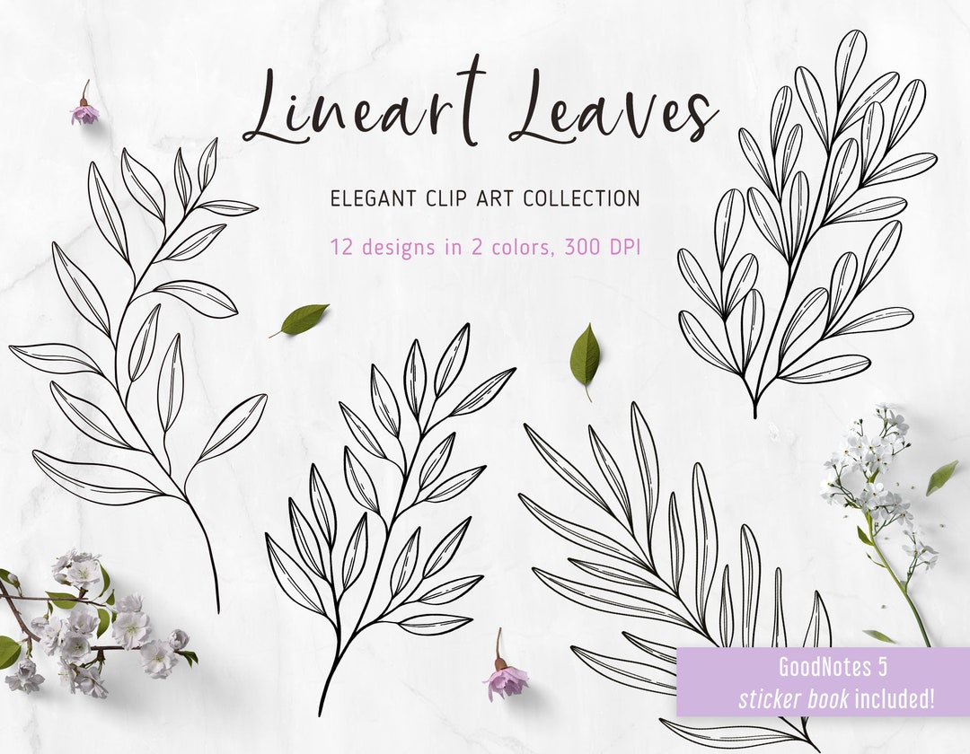 Botanical Line Art Clipart Collection | Elegant Floral | Perfect for ...