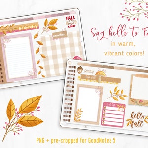 Digital Stickers Fall Vibes Goodnotes 5 + PNG Stickers. 195 Digital ...