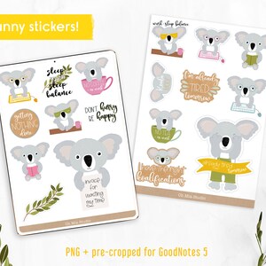 Digital Stickers Koala at Work | Goodnote 5 Sticker Set, Precropped ...