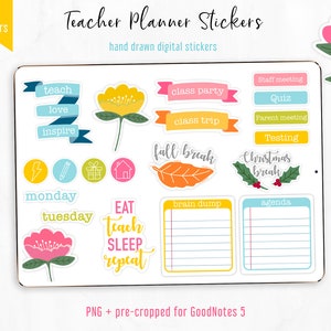 Teacher Digital Planner Stickers - Back to School - Pre-cropped ...