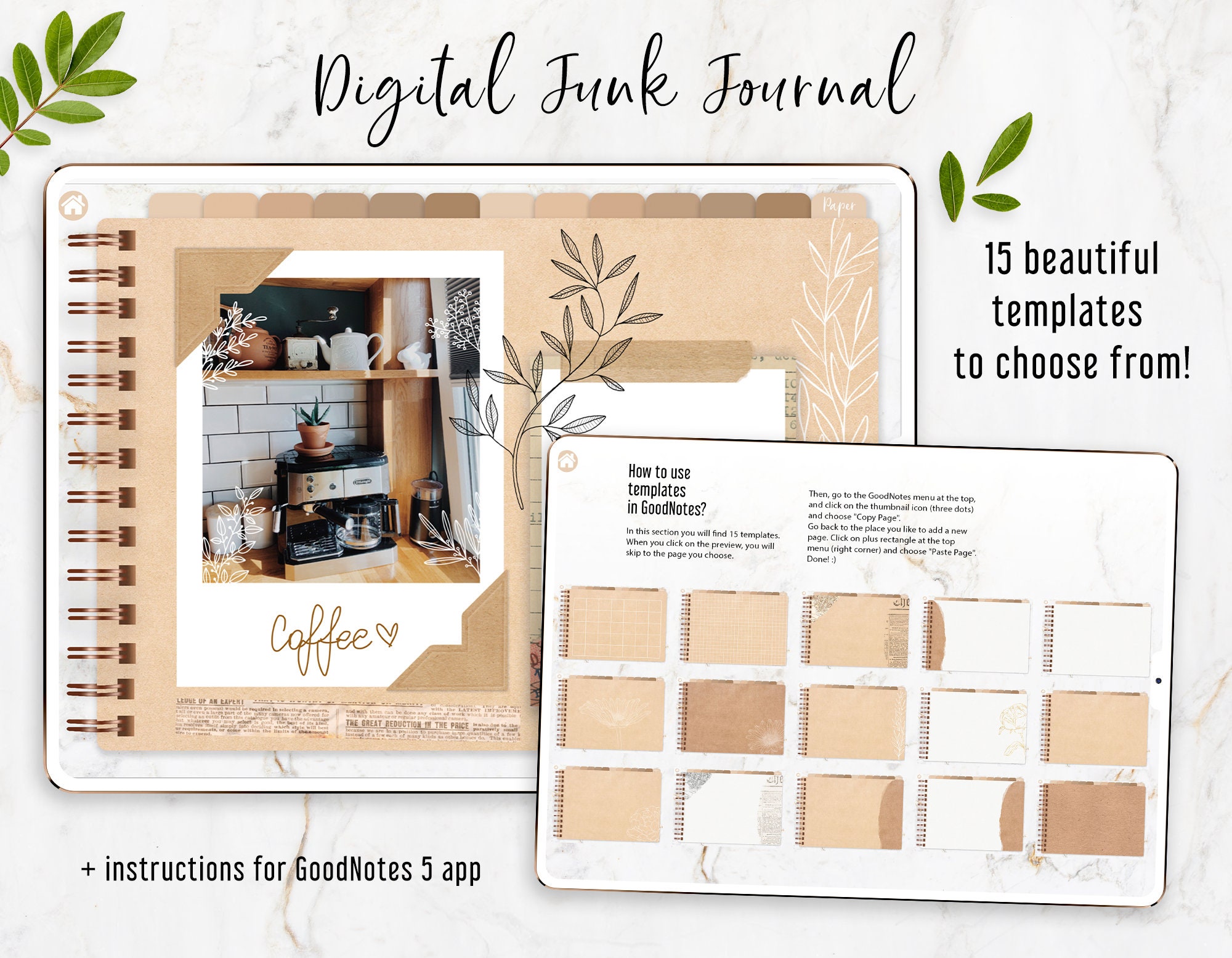 Digital Junk Journal Kraft Style. 12 Hyperlinked Tabs 15 - Etsy