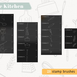 Procreate Lineart Stamps | 21 Cooking Stamps | Kitchen Accessories ...
