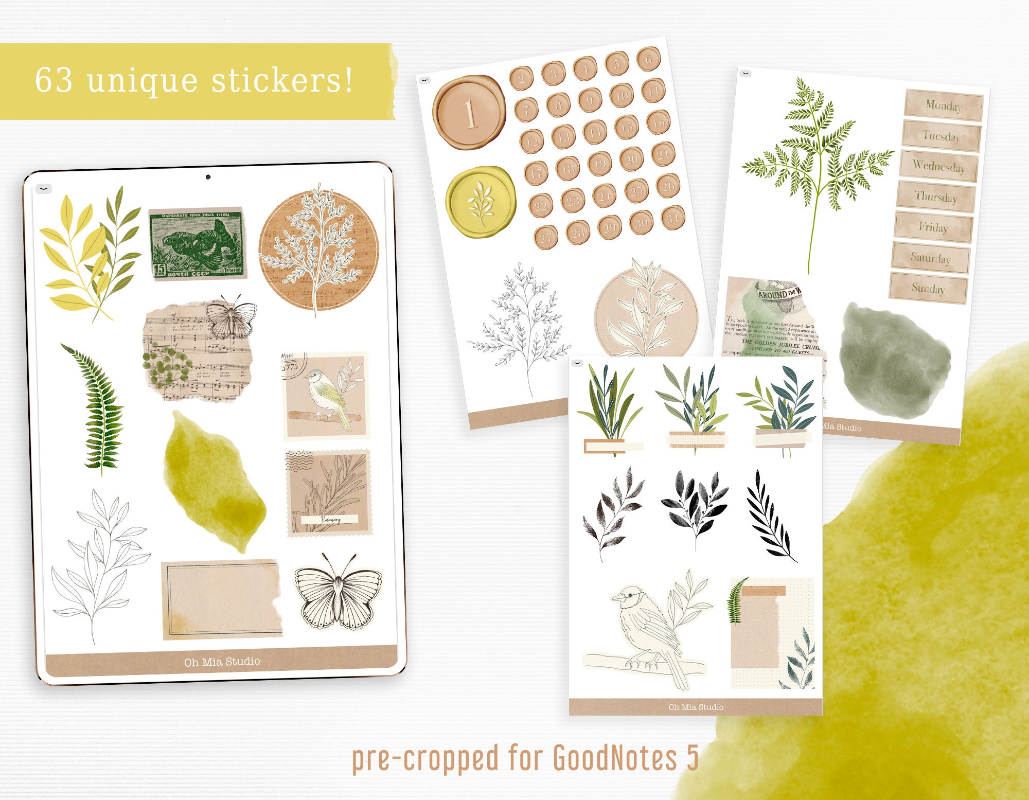 Garden Junk Journal Digital Stickers for Goodnotes 5 | Pre-cropped ...