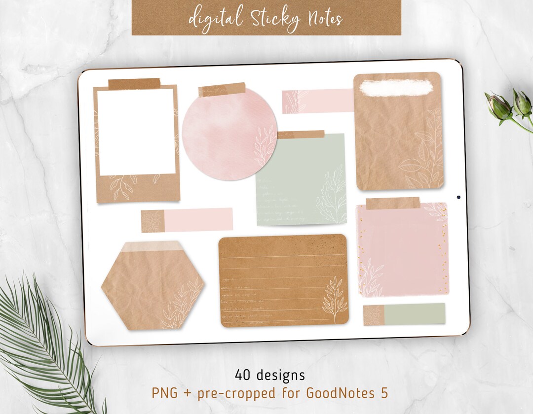 Digital Sticky Notes Bundle Powder Pink and Ligt Green - Etsy