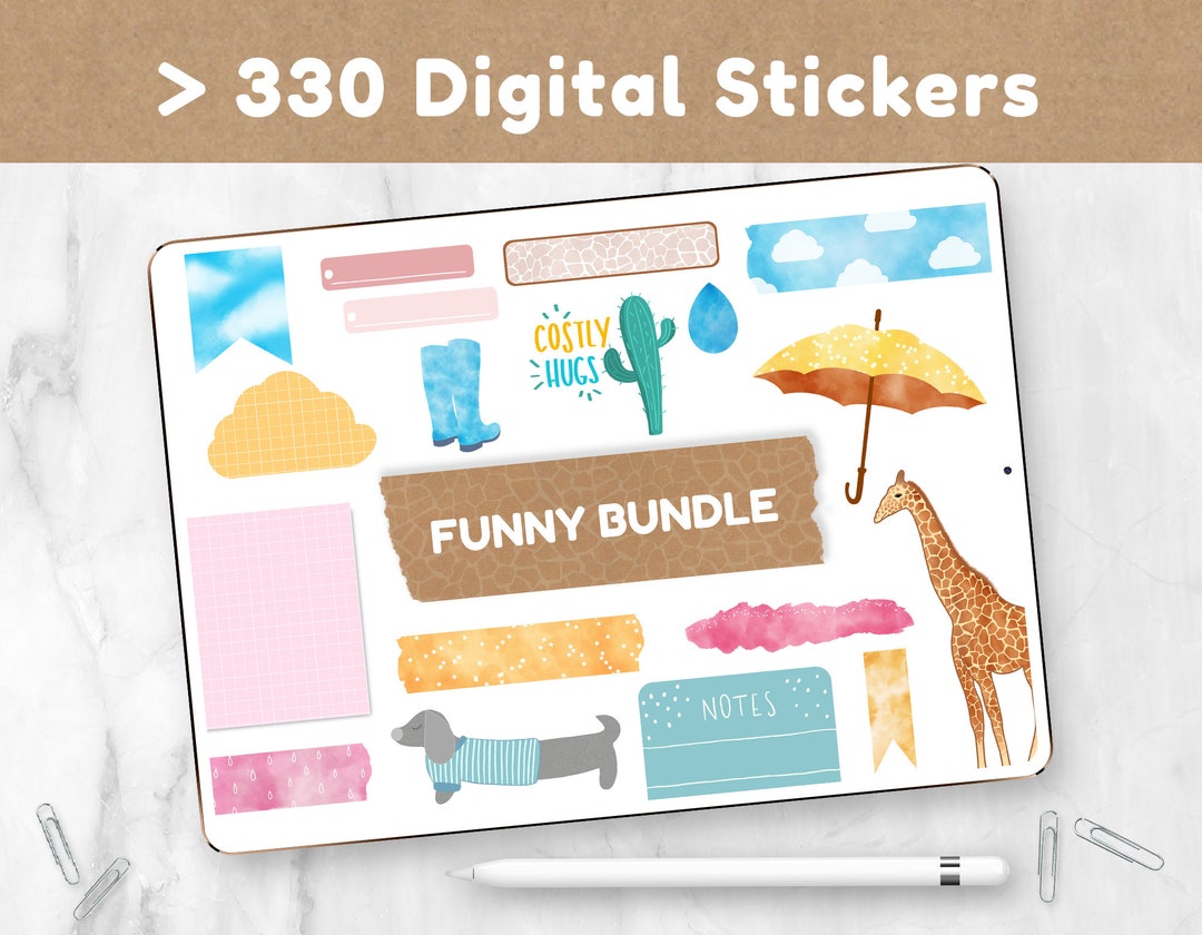 Digital Stickers Bundle Funny Stickers Pre-cropped for Goodnotes 5 PNG ...