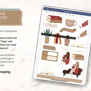 Booklover Digital Planner Stickers Bookworm Bookish PNG Pre-cropped ...