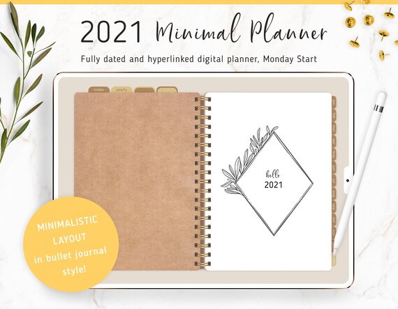 2021 Digital planner Daily hyperlink in Digital Bullet Journal | Etsy