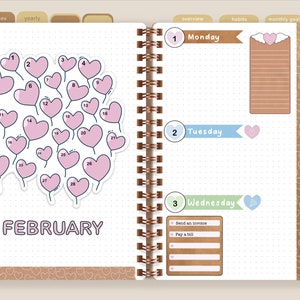February Digital Stickers Kit. PNG + Goodnotes 5 Pre-cropped. Valentine ...