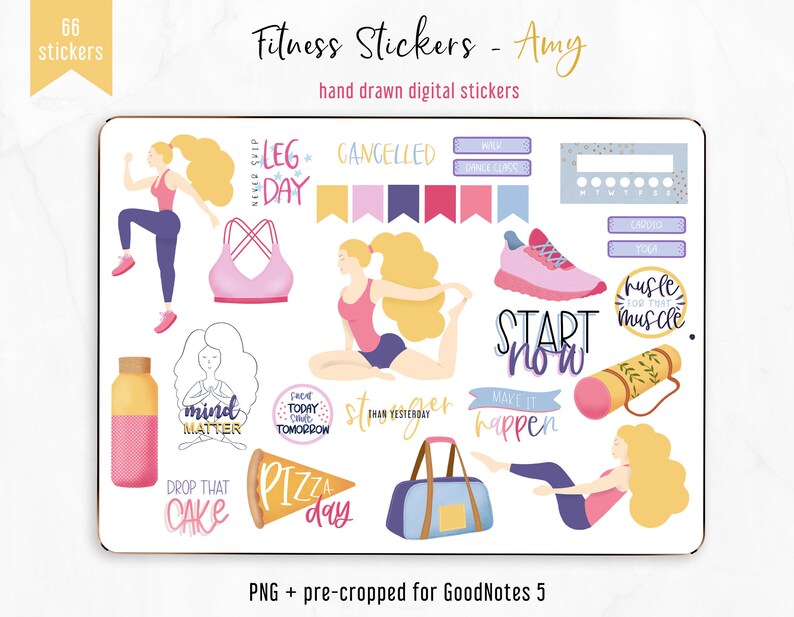 Fitness & Health Digital Stickers for Workout Weight Loss and - Etsy