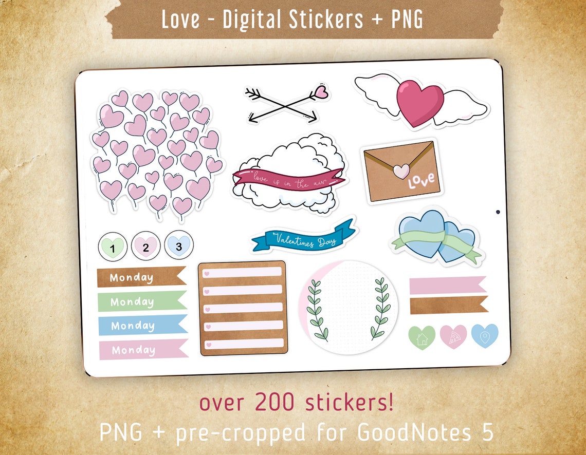 February Digital Stickers Kit. PNG Goodnotes 5 Pre-cropped. | Etsy