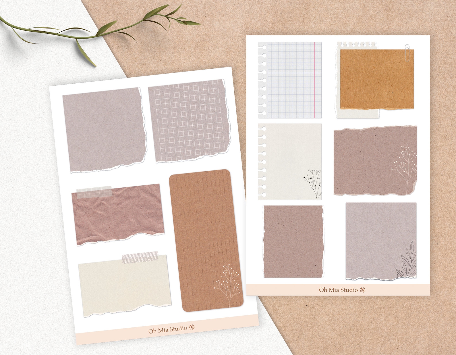 Kraft Paper Digital Sticky Notes Minimal Set in Neutral - Etsy