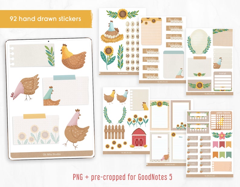 Digital Planner Stickers Chick Hens. GoodNotes5 stickers | Etsy