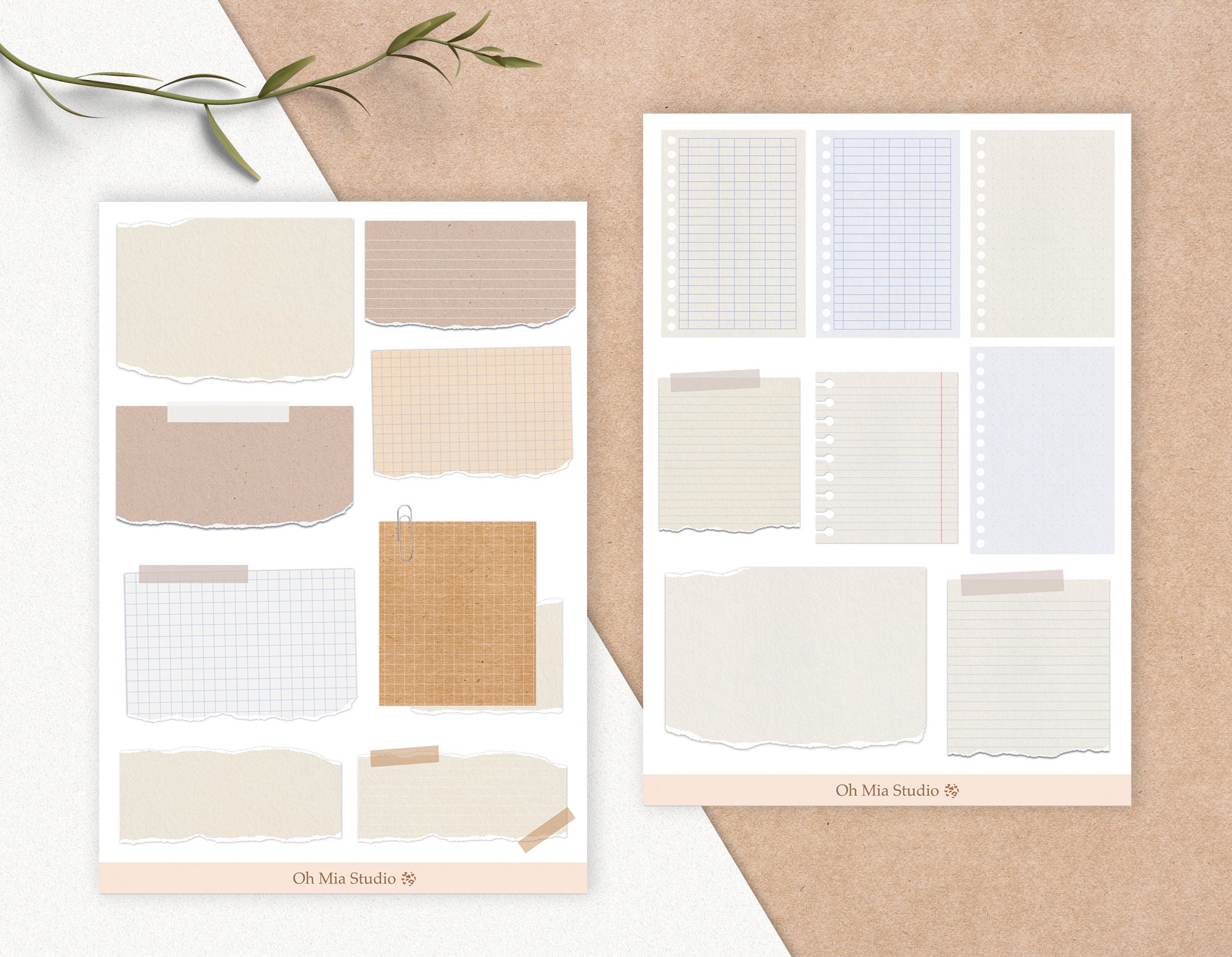 Kraft Paper Digital Sticky Notes - Minimal Set in Neutral Colors ...