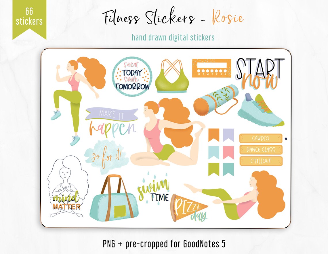 Digital Fitness Stickers. PNG Stickers Set Precropped for - Etsy