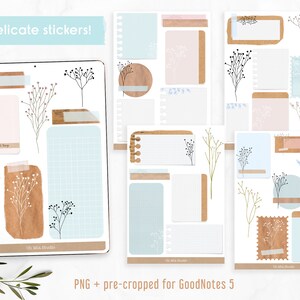 Digital Planner Stickers Kraft Style, BLUE Edition | PNG +pre-cropped ...