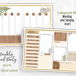 Digital Planner Insert Stickers, Weekly and Daily Layouts. Elegant ...