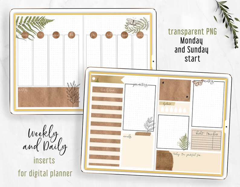 Digital Planner Insert Stickers Weekly and Daily Layouts. | Etsy