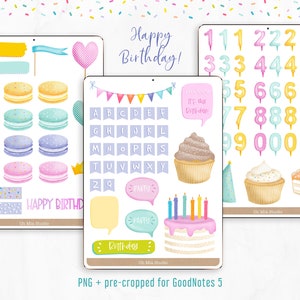 Birthday Digital Stickers Kit, 200 Elements, PNG Pre-cropped for ...