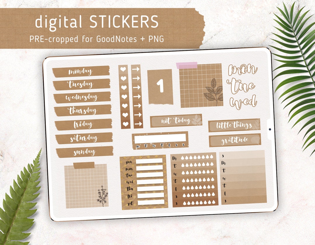 Digital Weekly Sticker Kit Basic Kraft Style Digital Planner - Etsy