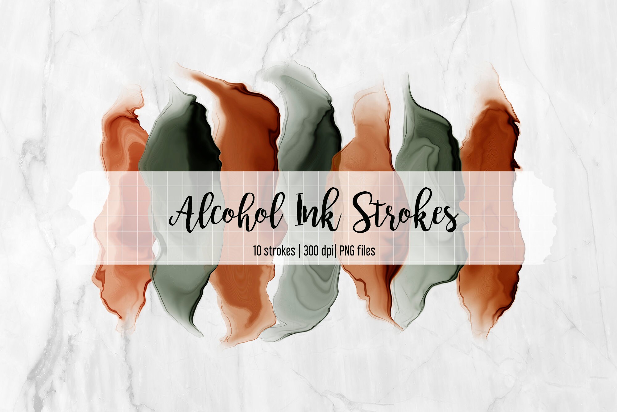 Alcohol Ink Brush Strokes Cliparts Autumn Mood Brown and - Etsy