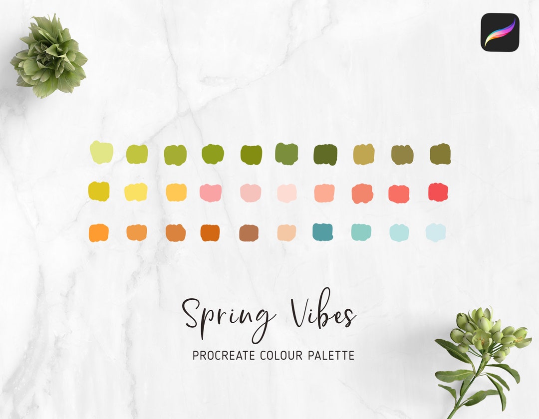 PROCREATE Spring Vibes Color Palette Modern Florals Pastel Paletter ...