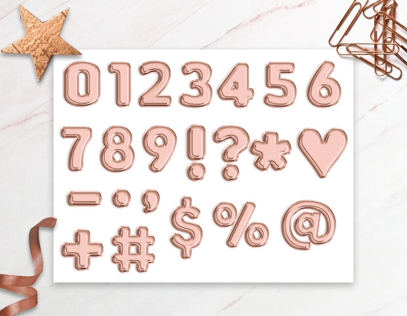 Rose Gold Foil Balloons Clip Art Set Rose Gold Alphabet | Etsy