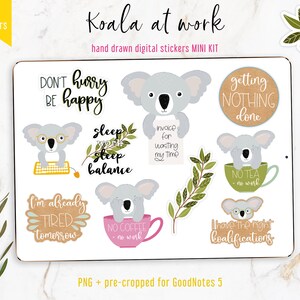 Digital Stickers Koala at Work | Goodnote 5 Sticker Set, Precropped ...