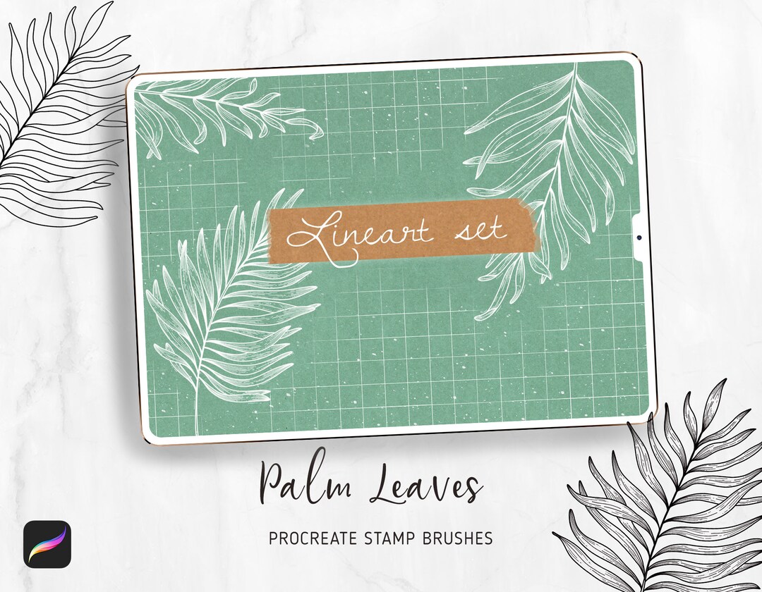 Procreate Stamps, Botanical Palm Leaves. Tropical Set. Lineart - DIY, 6 ...