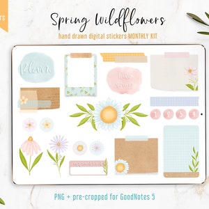 Spring Digital Stickers Full Kit, Daily and Monthly. Precropped for ...