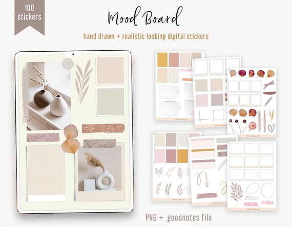 Mood Board Digital Stickers. PNG Goodnotes 5. Digital | Etsy