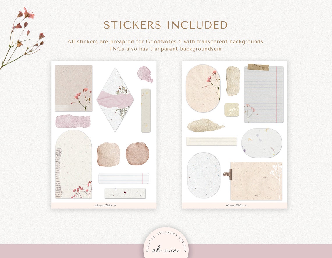 Aesthetic Digital Stickers Kraft Paper and Nature Junk - Etsy