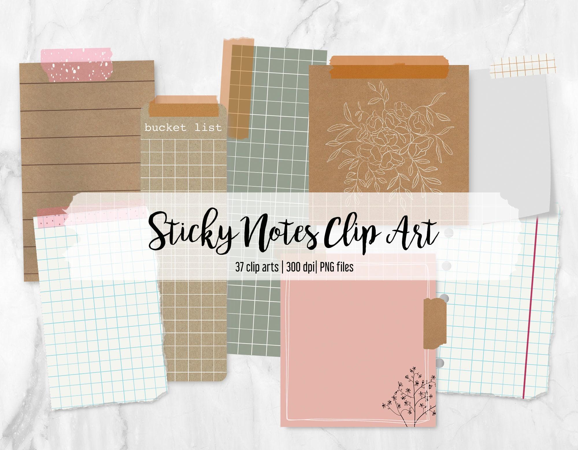 Ripped Paper Sticky Notes Clip Art Old Paper Clipart - Etsy