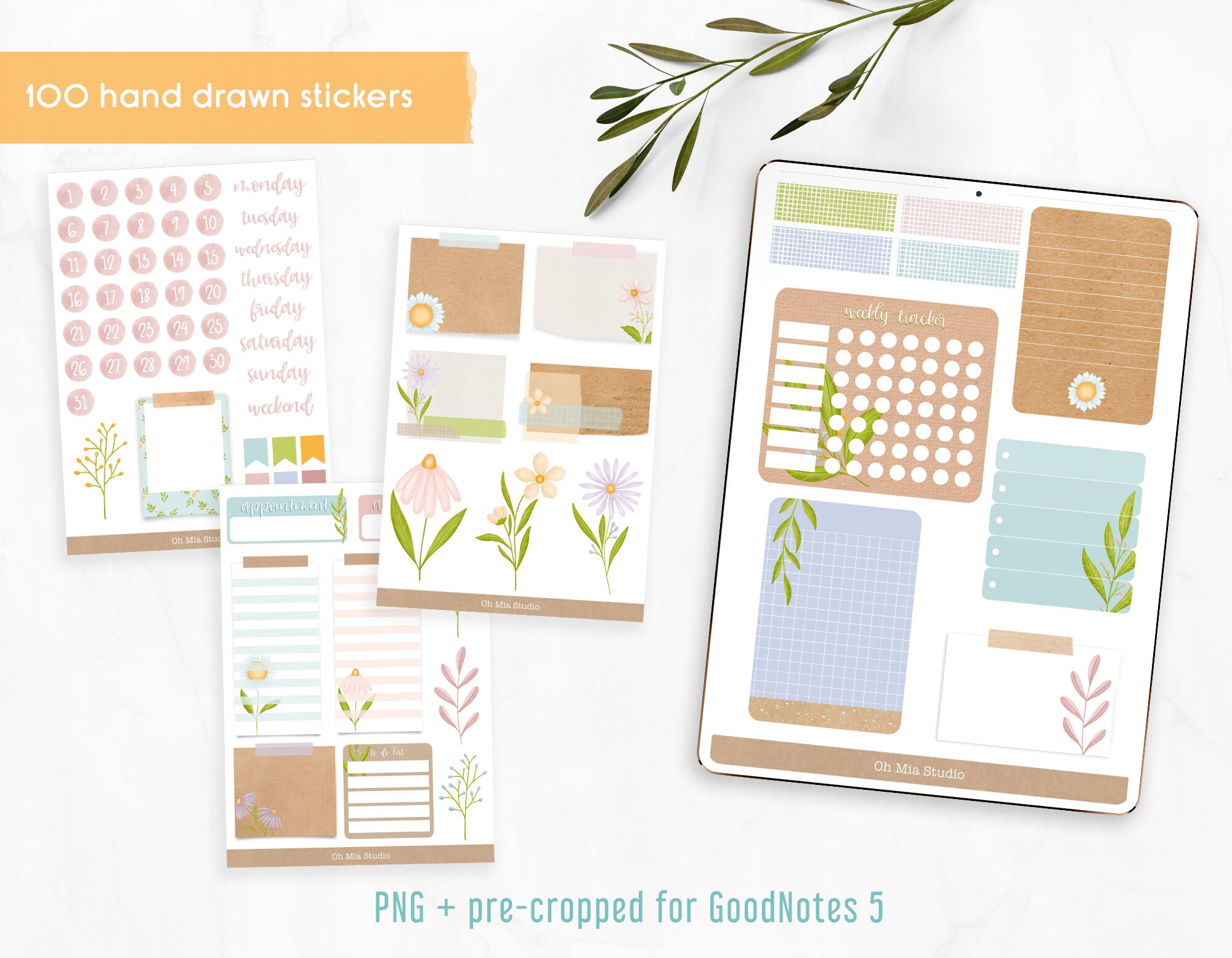 Spring Digital Stickers Full Kit Daily and Monthly. - Etsy