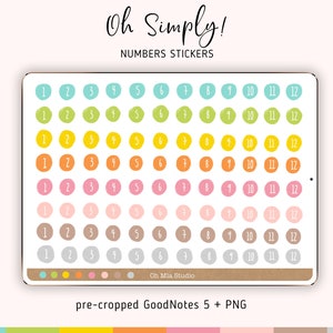 Oh Simply Numbers Digital Stickers | Png+pre-cropped Goodnotes 5 ...