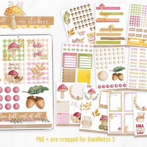 Digital Stickers Fall Vibes Goodnotes 5 + PNG Stickers. 195 Digital ...