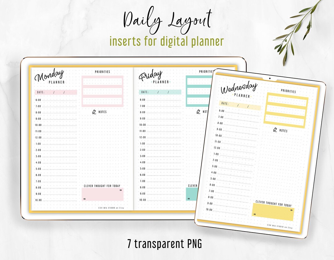 Digital Planner Stickers Daily Page Layouts Goodnotes Templates Daily ...