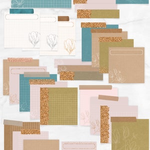 Digital Sticky Notes Glam Style Emerald and Pink Glitter Floral Sticky ...