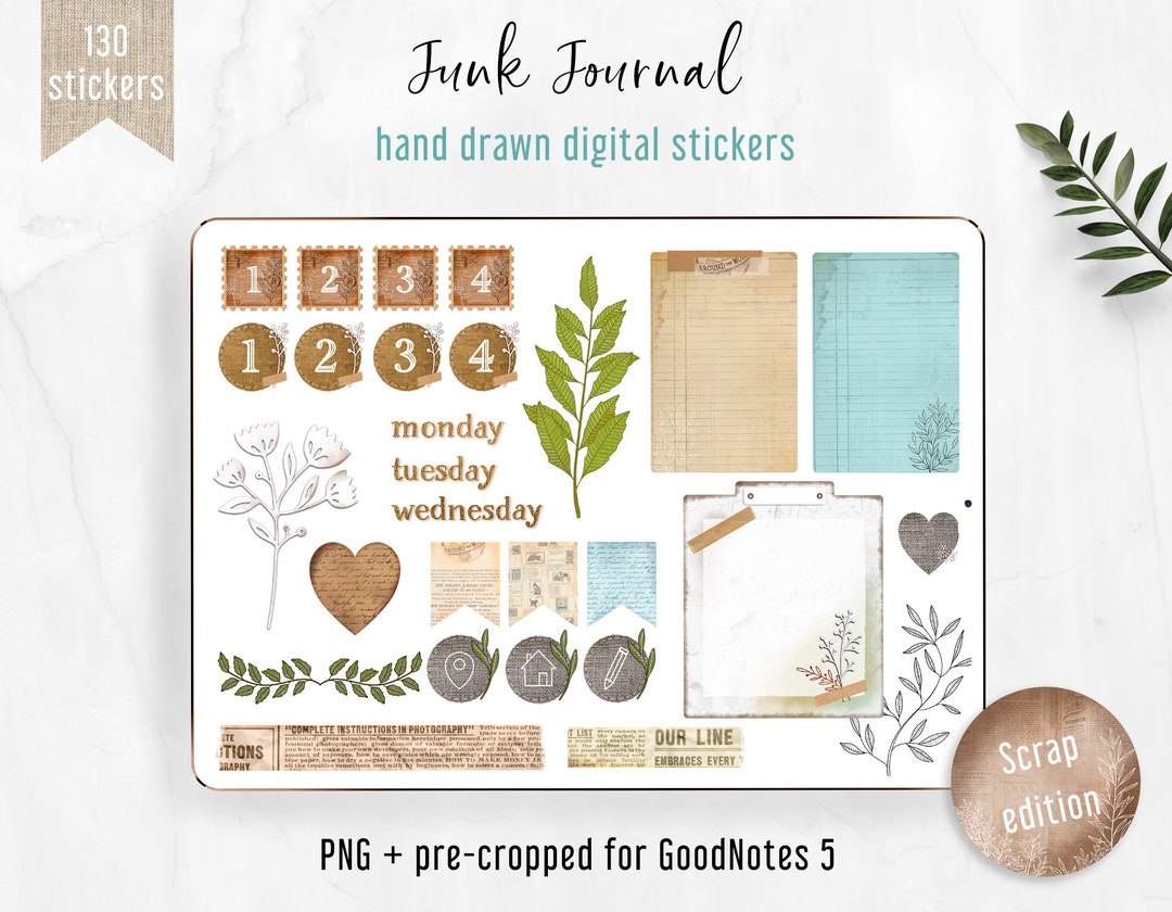 Digital Stickers Scrapbooking Style, Digital Junk Journal. PNG ...
