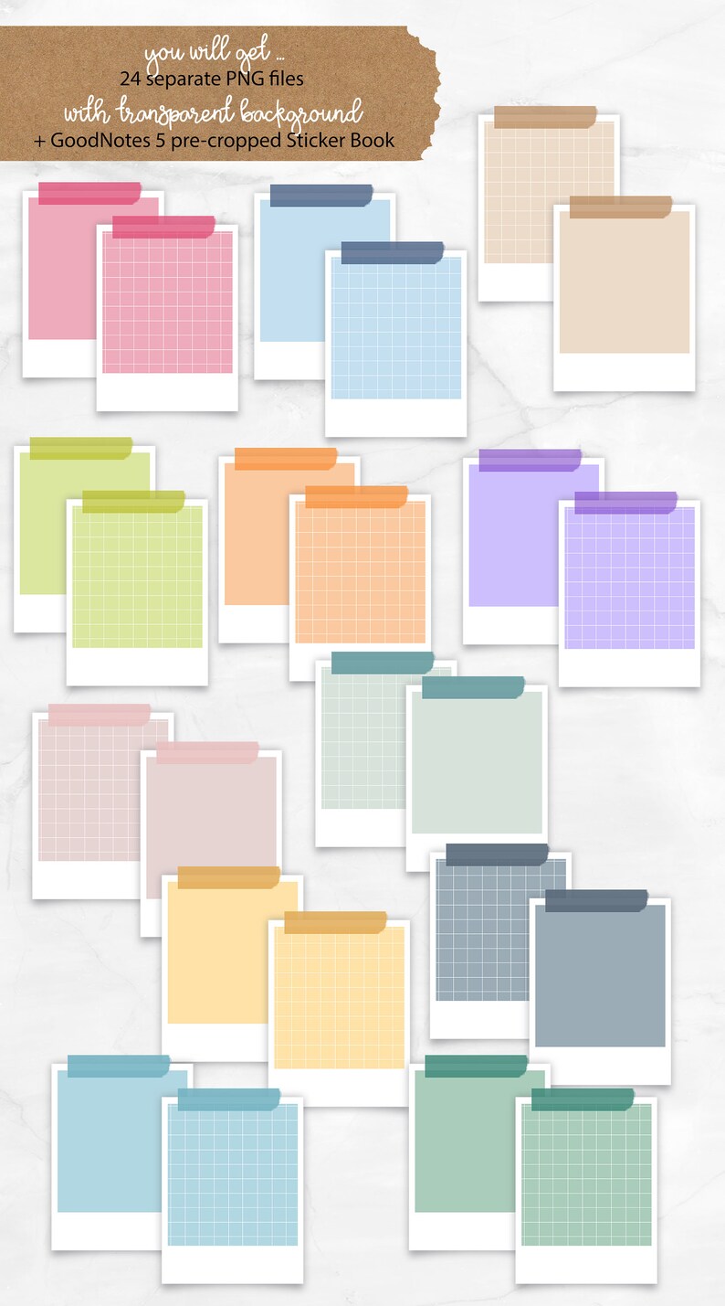 Digital Sticky Notes Photo Style Pastel Colors Blank and - Etsy