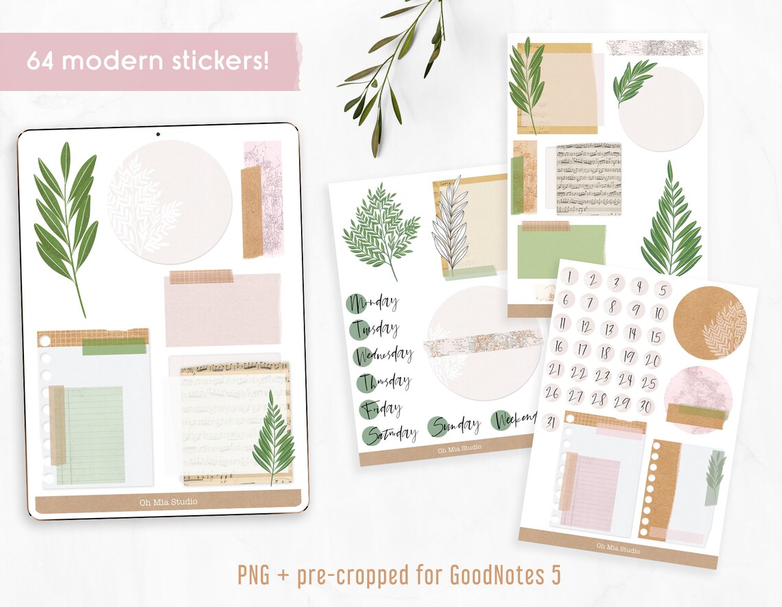 Digital Planner Sticker Monthly Kit Goodnotes 5 Modern | Etsy