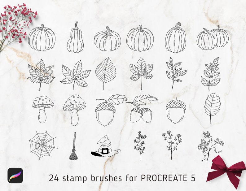 Stamp Brushes for Procreate 5 Fall Procreate Brush Stamp Kit - Etsy
