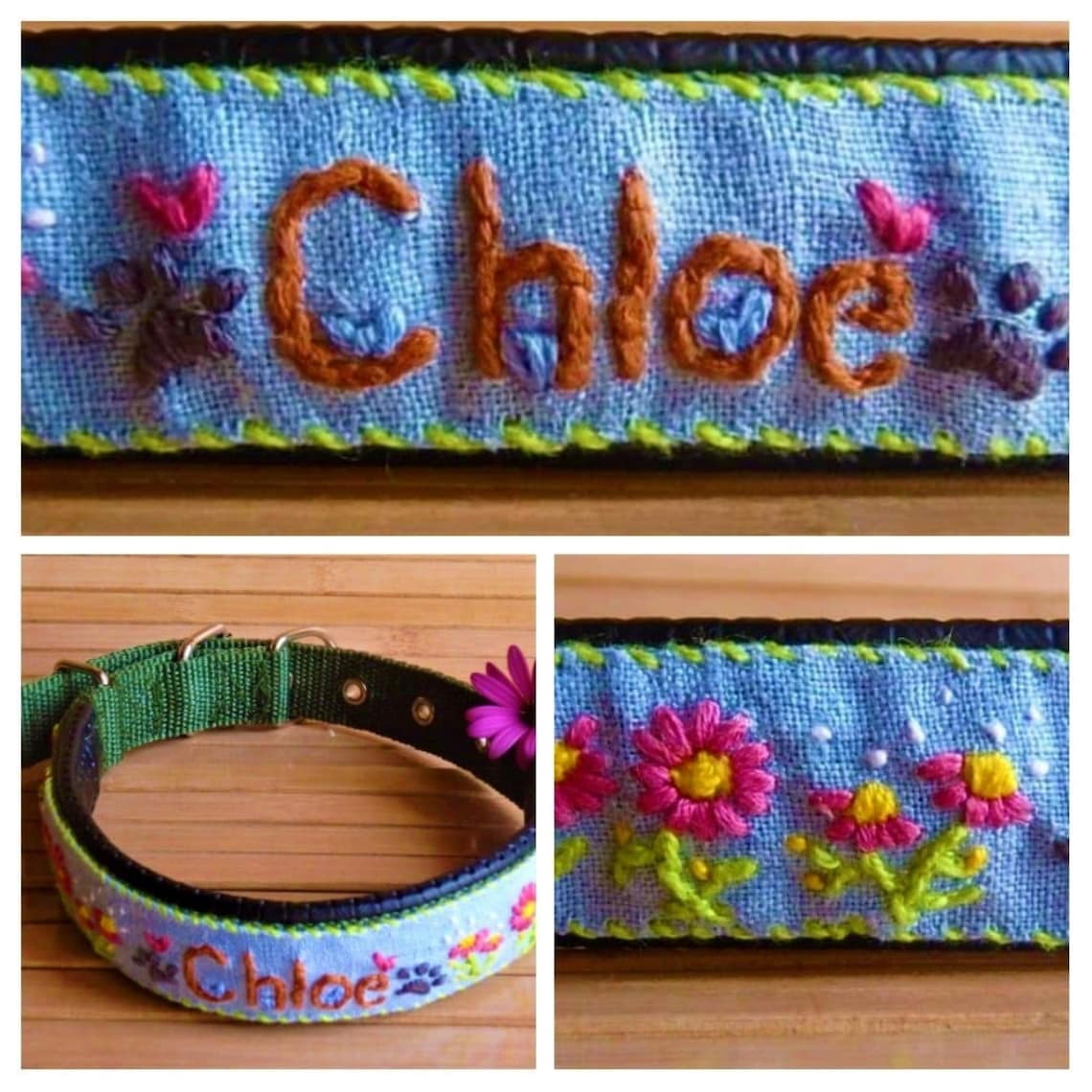 Dog Name Collar Dog Name Tag Collar Dog ID Collar - Etsy